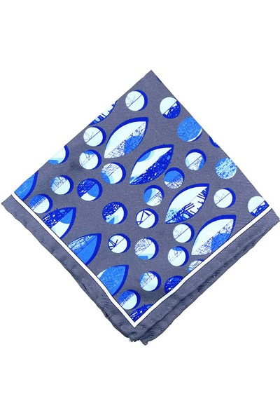 La Pescara Gri Motif Desen Italyan Ipek Cep Mendili SPS507