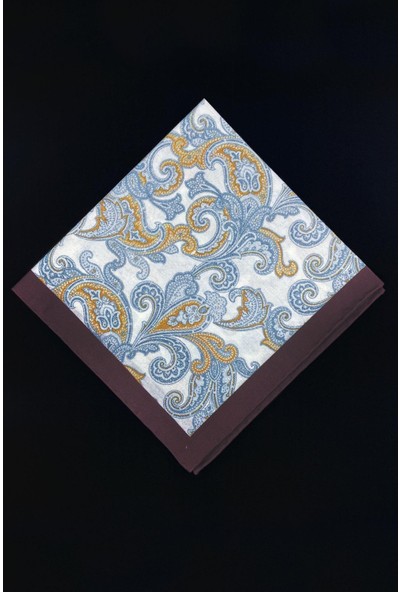 La Pescara Beyaz - Kahverengi Şal Desen Italyan Koton Cep Mendili SPS519 La Pescara Beyaz - Kahverengi Şal Desen Italyan Koton Cep Mendili SPS519