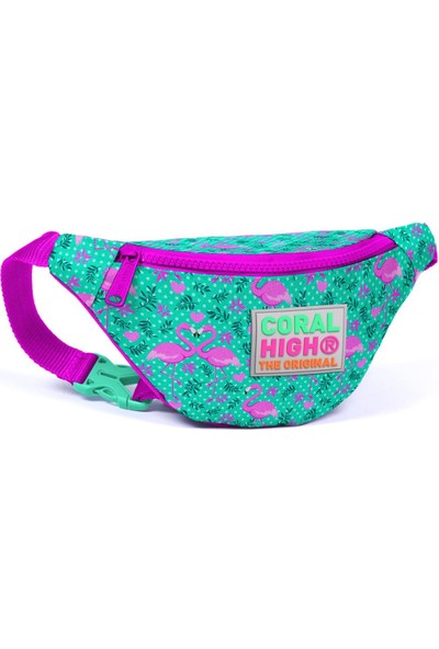 Coral High Kids Su Yeşili Pembe Flamingo Desenli Bel Çantası 22558 Coral High Kids Su Yeşili Pembe Flamingo Desenli Bel Çantası 22558