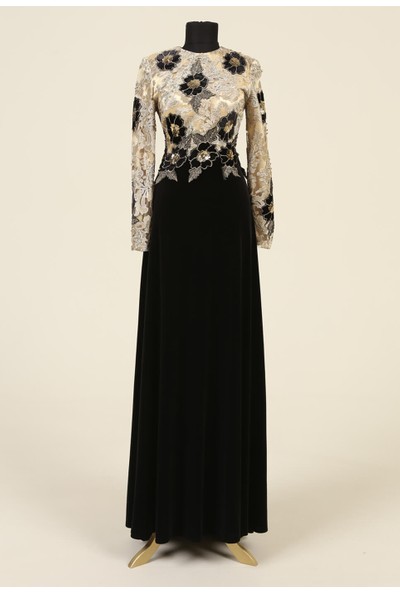 SETRMS Siyah Güpürlü Kadiye Elbise 161003