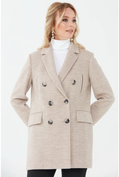 Selen Giyim Kruvaze Fleto Cepli Balıksırtı Kaban Selen Giyim Kruvaze Fleto Cepli Balıksırtı Kaban