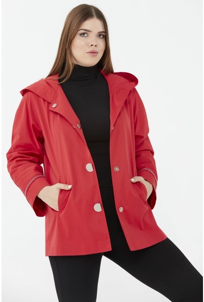 Selen Giyim Büyük Beden Aksesuarlı Trençkot