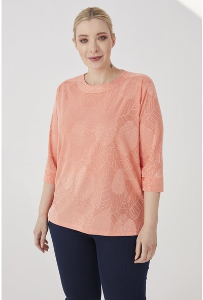 Selen Giyim Büyük Beden Truv Kol Jakarlı Penye Bluz