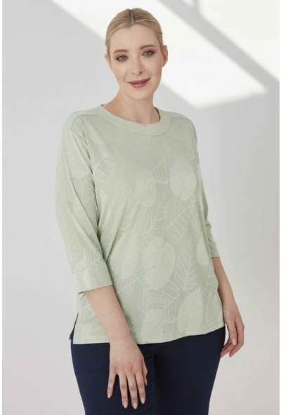 Selen Giyim Büyük Beden Truv Kol Jakarlı Penye Bluz Selen Giyim Büyük Beden Truv Kol Jakarlı Penye Bluz