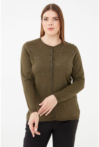 Selen Giyim Büyük Beden Puantiyeli Düğ Hırka - 20ksln1869 Selen Giyim Büyük Beden Puantiyeli Düğ Hırka - 20ksln1869