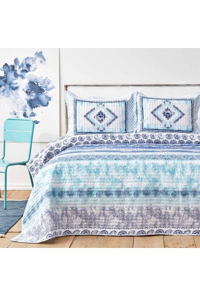 Karaca Home Ethos Mavi Kapitoneli Tek Kişilik Yatak Örtüsü Seti