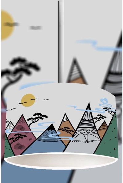 Adalı Dekor Genç ve Çocuk Odası Dağ ve Güneş Desenli