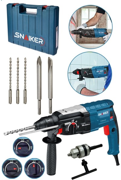 Snaiker Alman 3000 W Bakir Sargili Kırıcı Delici Hiilti Matkap Metal Şanzumanlı + 5 Adet Uç Yedek Mandren Gri Snaiker Alman 3000 W Bakir Sargili Kırıcı Delici Hiilti Matkap Metal Şanzumanlı + 5 Adet Uç Yedek Mandren Gri