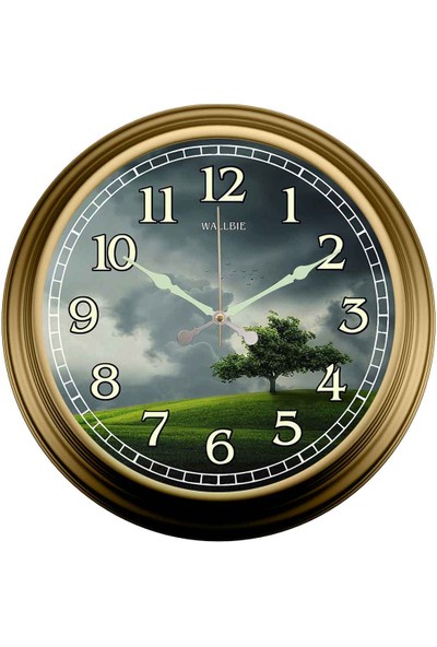 Wallbie Fosforlu Camlı Büyük 46 cm Duvar Saati Orman 3