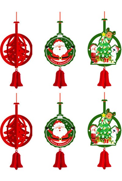 Farfi 6 Adet Moda Asılı Süs Cazip Kolay Kullanım Aşınmaya Dayanıklı Noel Elemanı Şekli Çocuklar Için Kolye Keçe (Yurt Dışından)