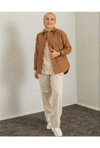 Azra Fashion Kapitone Mont 5671 - Kahve Rengi - L-Xl