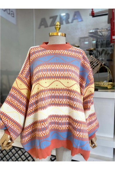 Azra Fashion Salaş Triko Tunik 30360 - Pembe - Tek Beden