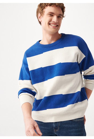 Mavi Erkek Çizgili Mavi Kazak 0710015-70913