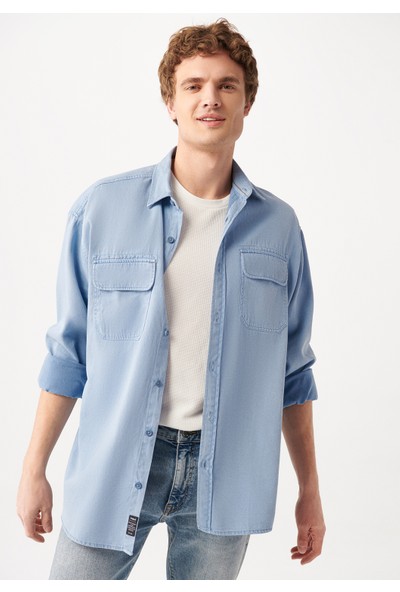 Mavi Erkek Çift Cepli Mavi Gömlek 0210080-70731