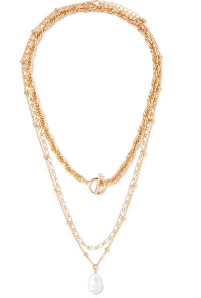 Mavi Kadın Altın Rengi Kolye Seti 1910177-71325