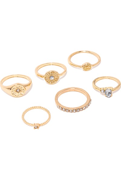 Mavi Kadın Altın Rengi Yüzük Seti 1910268-71325