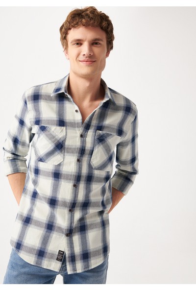Mavi Erkek Kareli Mavi Gömlek 0210128-80959