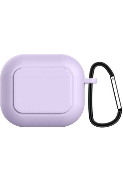 CoverZone AirPods 3 Için Kulaklık Koruyucu Kılıf Soft Airbag Çengelli Kılıf Lila
