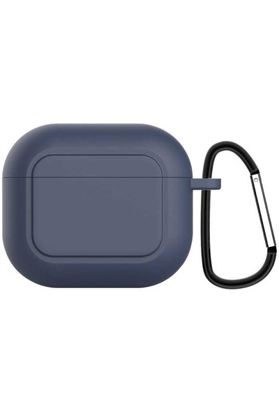 CoverZone AirPods 3 Için Kulaklık Koruyucu Kılıf Soft Airbag Çengelli Kılıf Lacivert