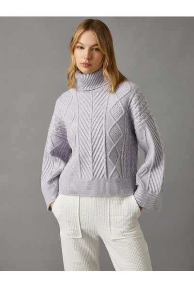 Koton Balıkçı Yaka Örgü Detaylı Kazak