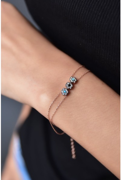 Papatya Silver 925 Ayar Gümüş Rose Kaplama Elmas Montür Zirkon Taşlı Bileklik Papatya Silver 925 Ayar Gümüş Rose Kaplama Elmas Montür Zirkon Taşlı Bileklik