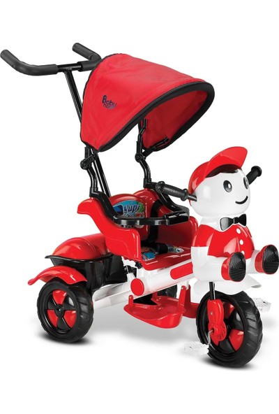 Babyhope 125 Yupi Üç Teker Tenteli Itmeli Bisiklet(Kırmızı Beyaz)