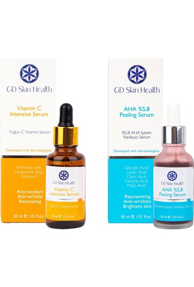 GD Skin Health Vitamin C Intensive Serum Aha %5,8 Peeling Serum Yenileyici Serum 30ML GD Skin Health Vitamin C Intensive Serum Aha %5,8 Peeling Serum Yenileyici Serum 30ML