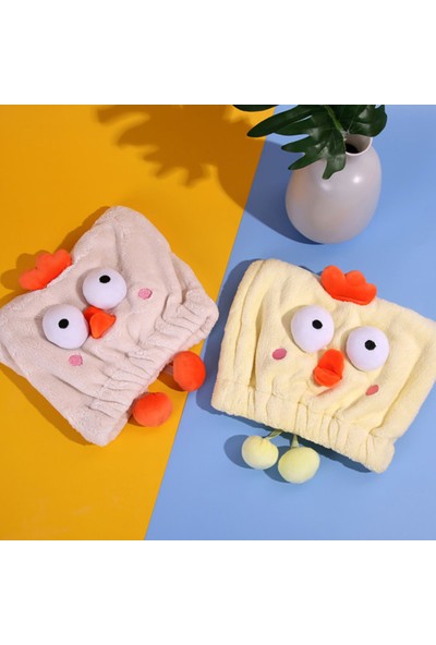 Yoyoso Sevimli Tavuk Saç Kurulama Bonesi Sarı