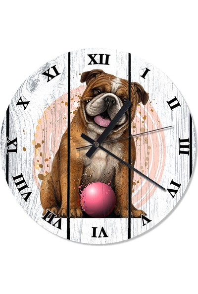 Tablomega Sevimli Köpek ve Pembe Top Akarlı Duvar Saati