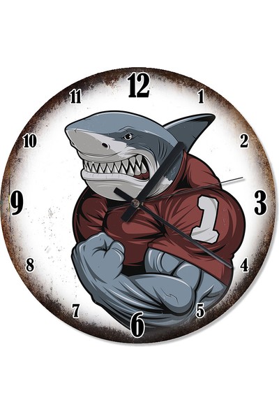 Tablomega Kaslı Köpek Balığı Özel Tasarım Duvar Saati Tablomega Kaslı Köpek Balığı Özel Tasarım Duvar Saati
