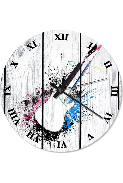 Tablomega Gitar ve Renkli Fon Özel Tasarım Duvar Saati