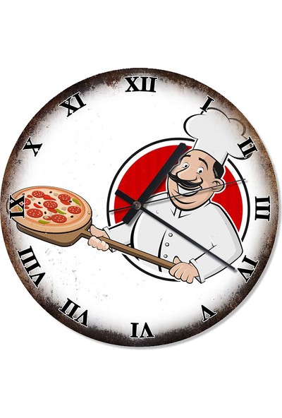 Tablomega Pizza Şefi Retro Duvar Saati