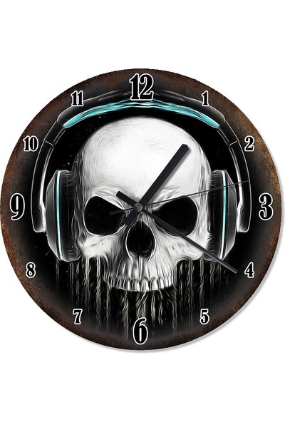 Tablomega Müzik Dinleyen Kafatası Özel Tasarım Duvar Saati Tablomega Müzik Dinleyen Kafatası Özel Tasarım Duvar Saati