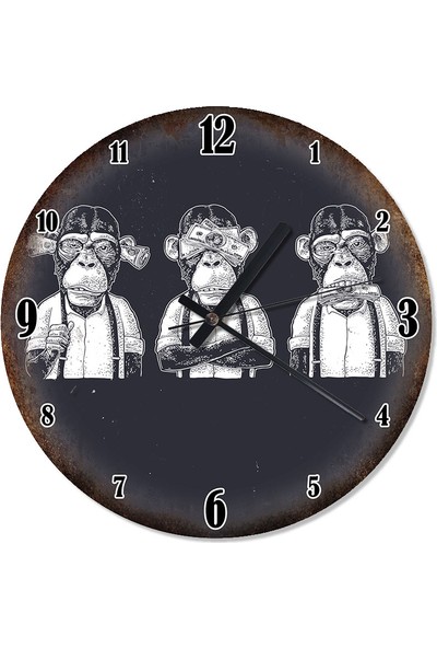 Tablomega Üç Maymun Çocuk Odası Duvar Saati