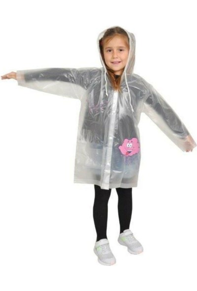 Masho Trend Pembe Bulut Desen Şeffaf Çocuk Yağmurluk Su Geçirmez Çocuk Yağmurluk Bulut Yağmurluk