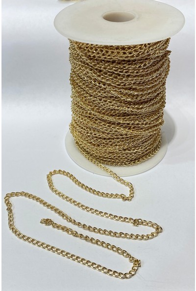 Hayalperest Boncuk Gold Renk Yassı Metal Kolye Zinciri 25 mt Hayalperest Boncuk Gold Renk Yassı Metal Kolye Zinciri 25 mt
