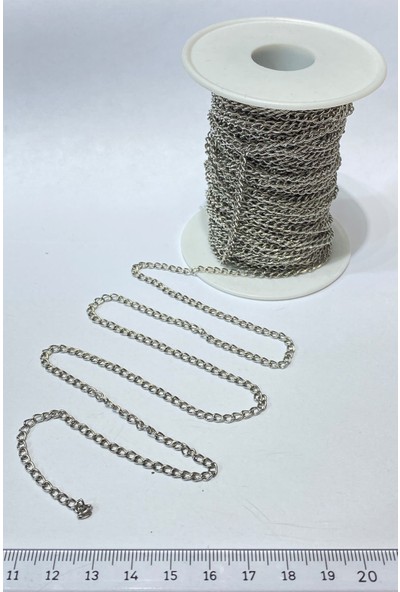 Hayalperest Boncuk Yassı Metal Kolye Zinciri 1 mt