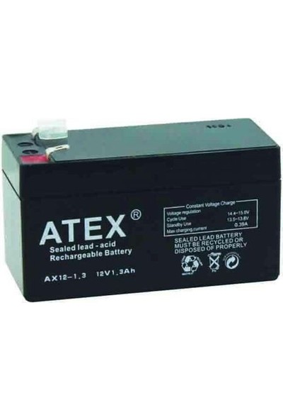 Atex AX12 12 Volt 1.3 Amper Kuru Akü Atex AX12 12 Volt 1.3 Amper Kuru Akü