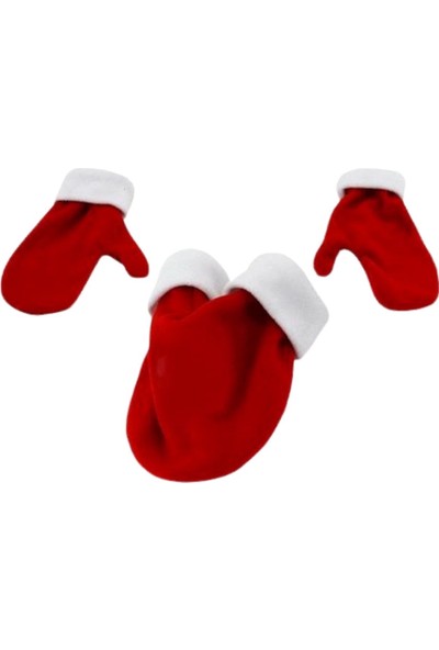 Buffer Buffer® Sıcak Tutan Kırmızı Beyaz Polarlı Yılbaşı Sevgili Eldivenleri