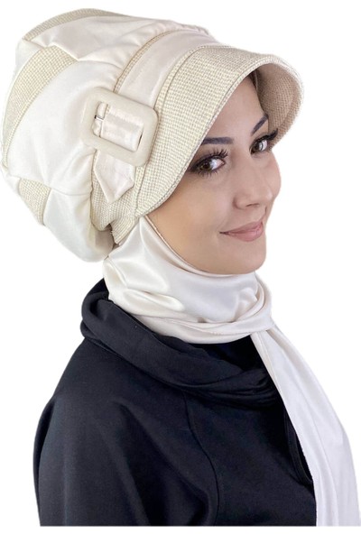 Yoisho Store Krem Rengi Tesettür Atkılı Kadın Şapka Yoisho Store Krem Rengi Tesettür Atkılı Kadın Şapka