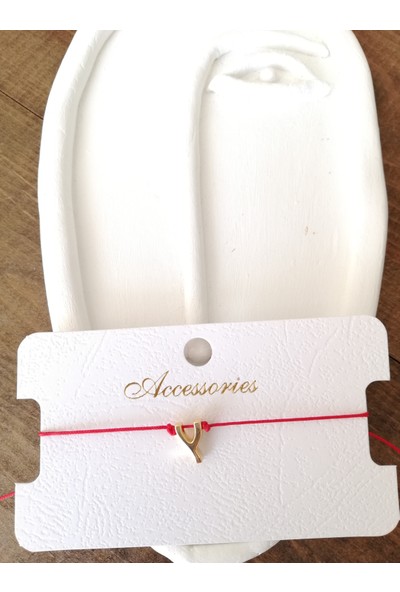 Kuzey Işıkları Kırmızı Ipli Y Harfli Şans Bilekliği