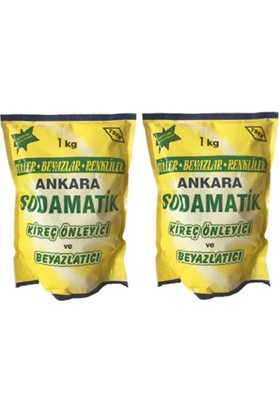 Ankara Sodamatik (1 kg x 2) Kireç Önleyici ve Beyazlatıcı (Tüller-Beyazlar-Renkliler) Ankara Sodamatik (1 kg x 2) Kireç Önleyici ve Beyazlatıcı (Tüller-Beyazlar-Renkliler)
