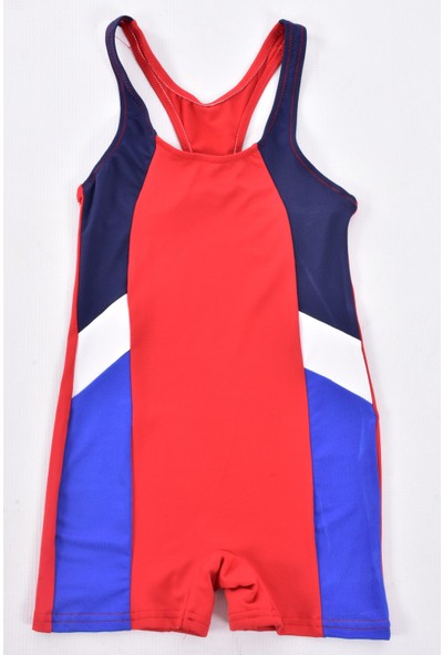 Pemilo Kız Çocuk 304-1 Şortlu Likralı Yüzücü Mayo Kırmızı