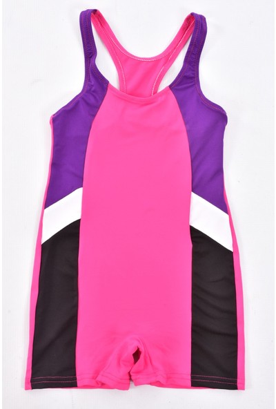 Pemilo Kız Çocuk 304-1 Şortlu Likralı Yüzücü Mayo Pembe