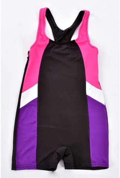 Pemilo Kız Çocuk 304-1 Şortlu Likralı Yüzücü Mayo Siyah