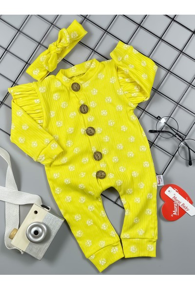 Murat Baby Çiçek Desenli Bandanalı Bebek Tulum Astronot Tulum Murat Baby Çiçek Desenli Bandanalı Bebek Tulum Astronot Tulum