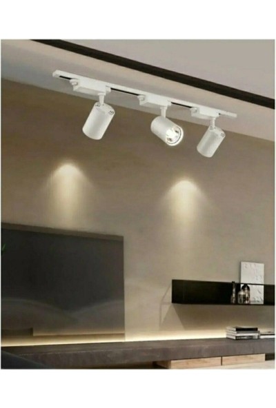 Led Pasajı Beyaz Kasa ve Günışığı 3 Adet 360 Derece Dönen LED Ray Spot Lamba 1 Adet 1 Metre Raylı Armatür Led Pasajı Beyaz Kasa ve Günışığı 3 Adet 360 Derece Dönen LED Ray Spot Lamba 1 Adet 1 Metre Raylı Armatür