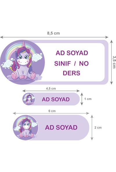 Okul Etiketi Defter, Kalem Sticker Unicorn 56 Adet Okul Etiketi Defter, Kalem Sticker Unicorn 56 Adet