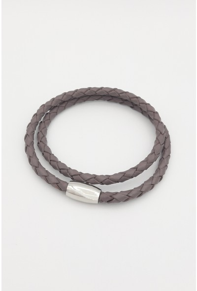 Palmiero Deri Çift Dolamalı Çelik Bileklik