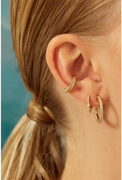 New Obsessions Zirkonia Halka Deliksiz Kıkırdak Küpe